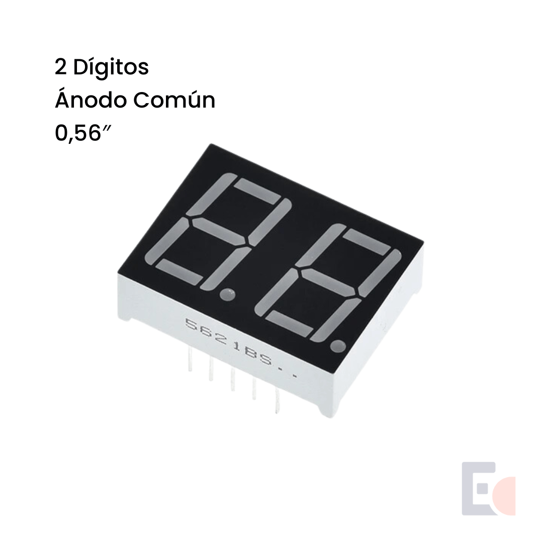 Display 7 Segmentos 0,56″ Ánodo Común - 2 Dígitos - Electronica.club